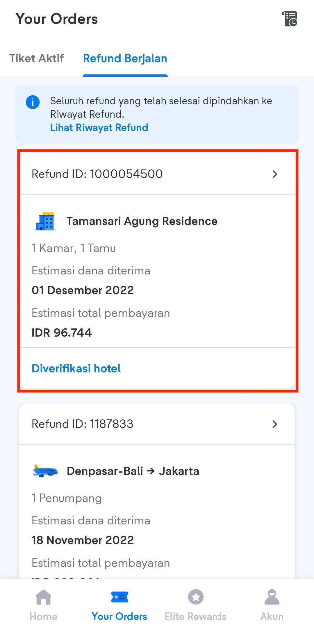 Bagaimana cara untuk mengecek status proses refund saya?