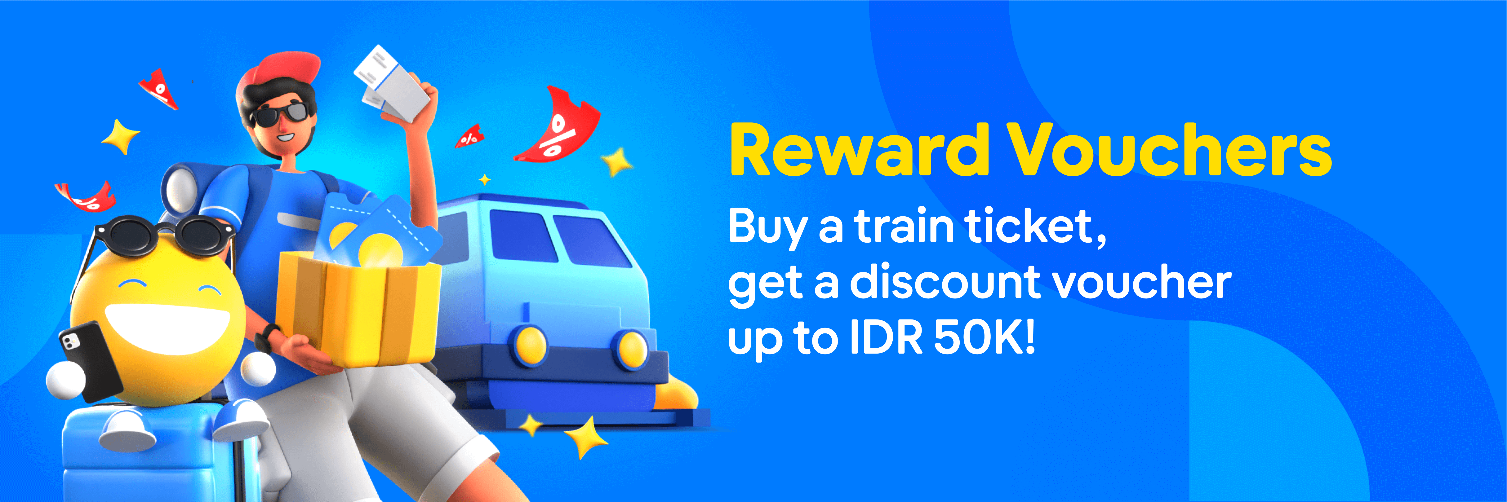 Claim the reward vouchers from your train ticket purchase on tiket.com!