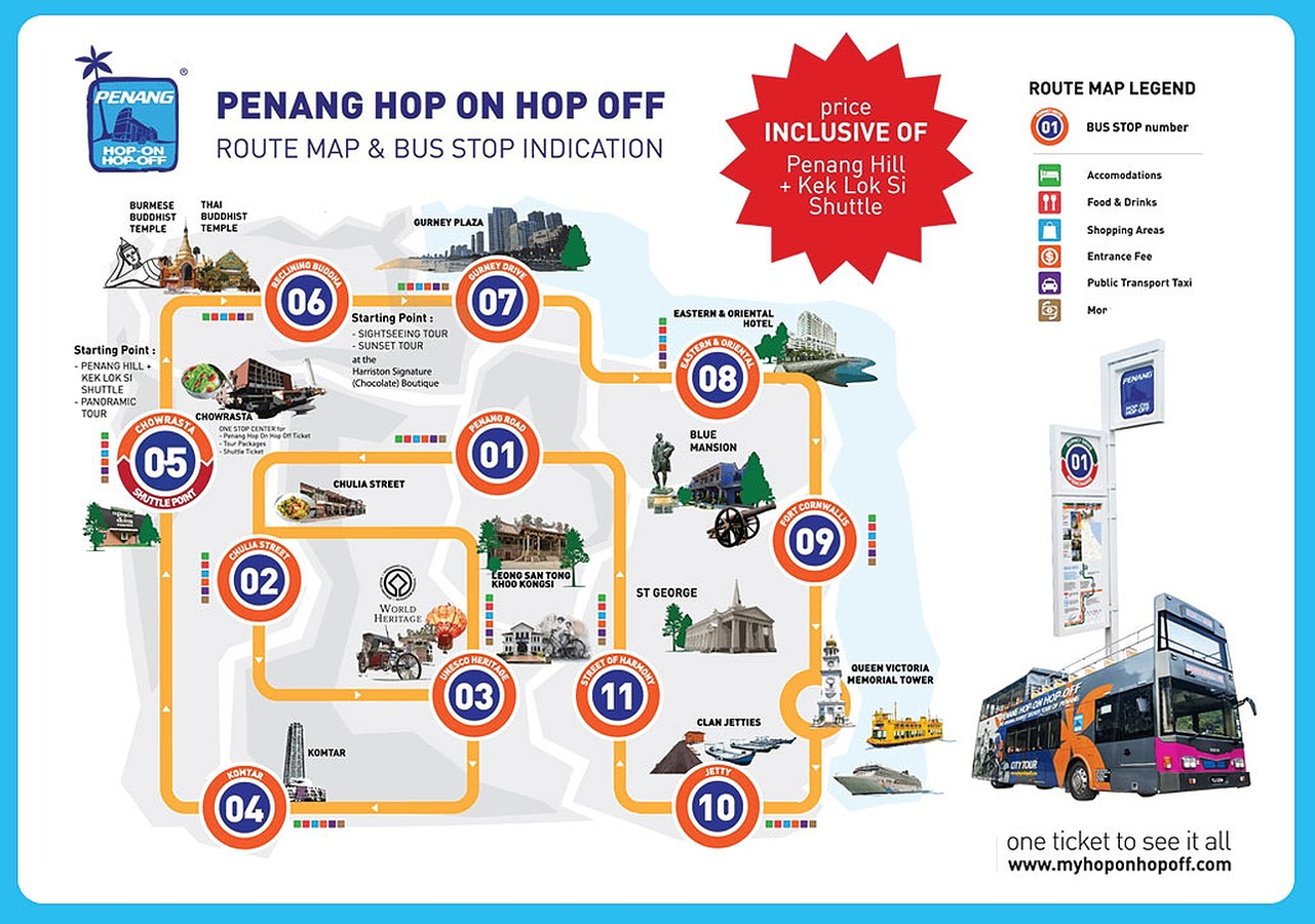 Bus Hop-On Hop-Off Penang Cashback 10% Harga Tiket Masuk 2024