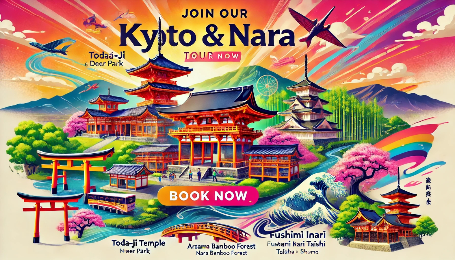 Tiket Kinkakuji, Arashiyama, Nara Park, & Fushimi Inari Taisha Day Tour ...