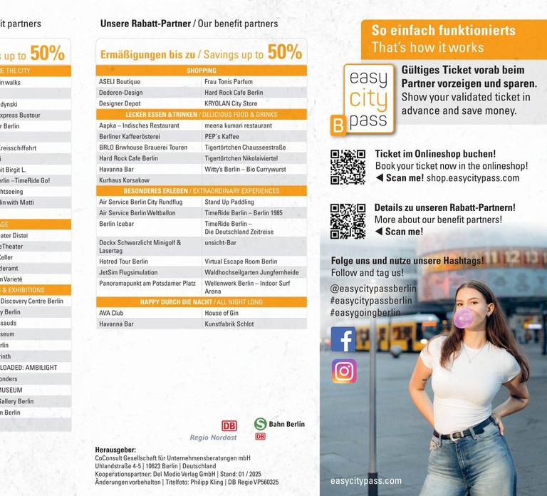 Tiket EasyCityPass Berlin: Zone AB Public Transport and Discounts Harga ...