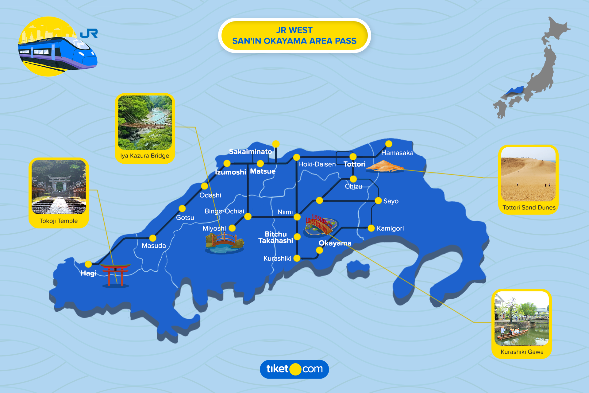 Tiket JR West - San'in Okayama Area Pass Harga Promo - tiket.com