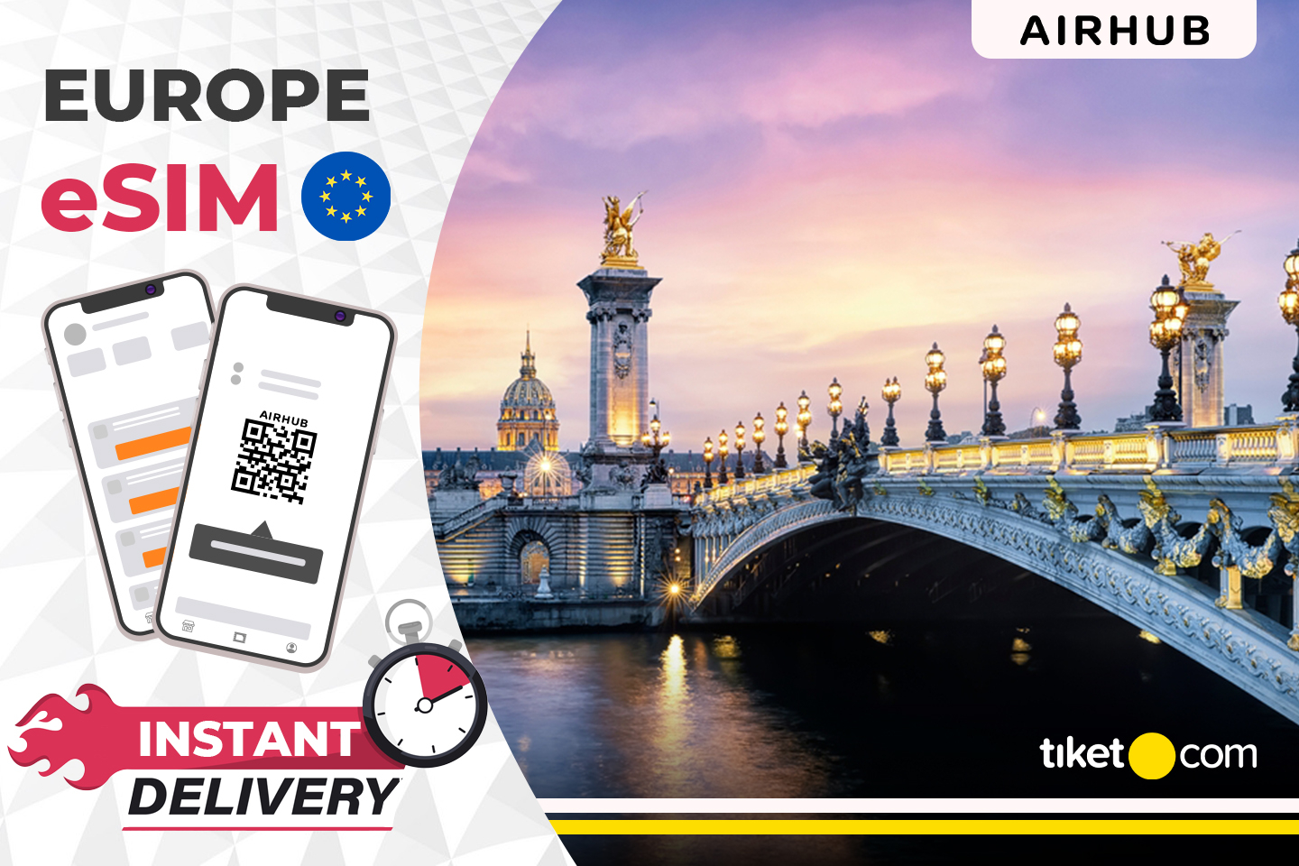 eSIM Europe by Airhub Diskon 50% Harga Tiket Masuk