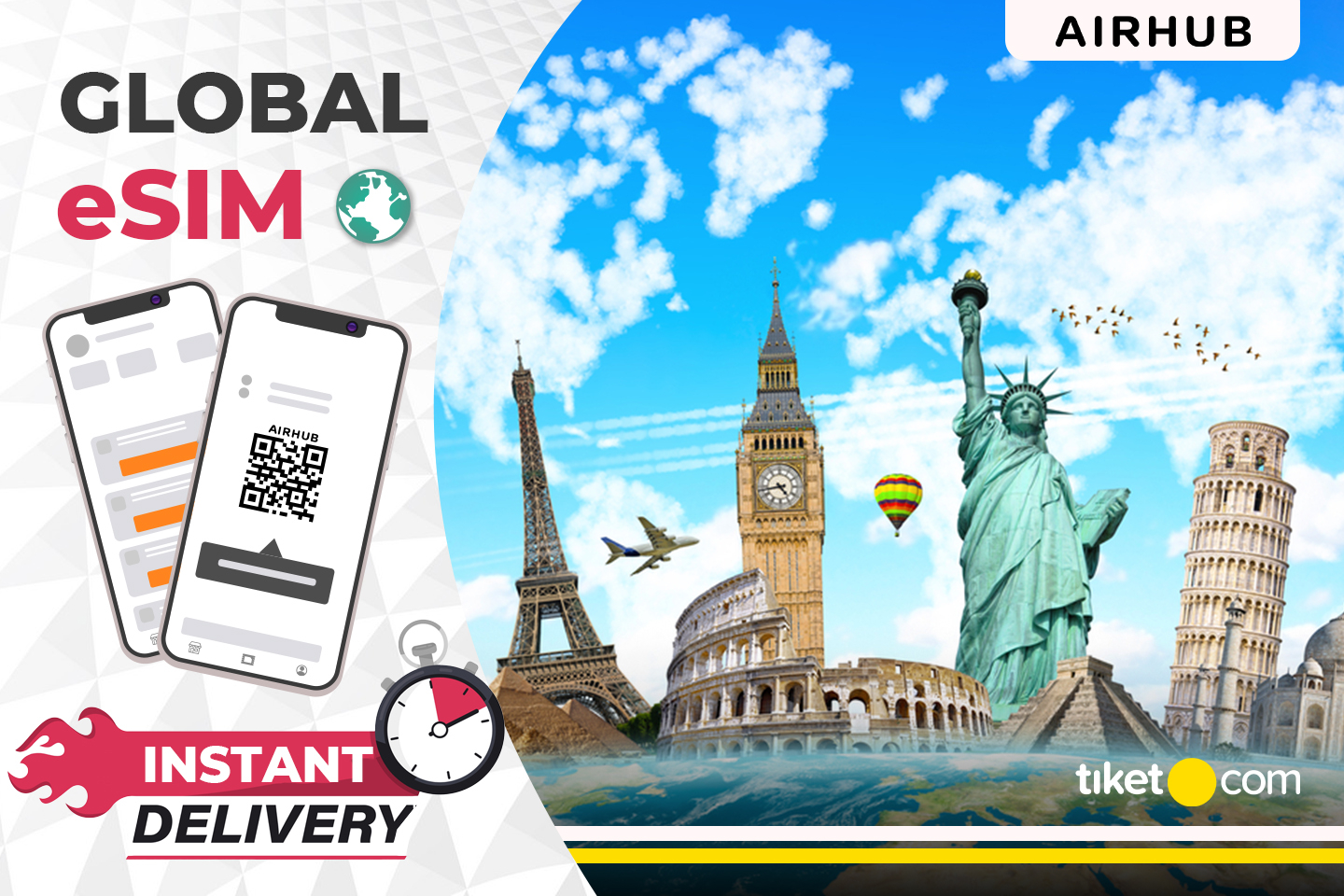 eSIM Global by Airhub Diskon 50% Harga Tiket Masuk