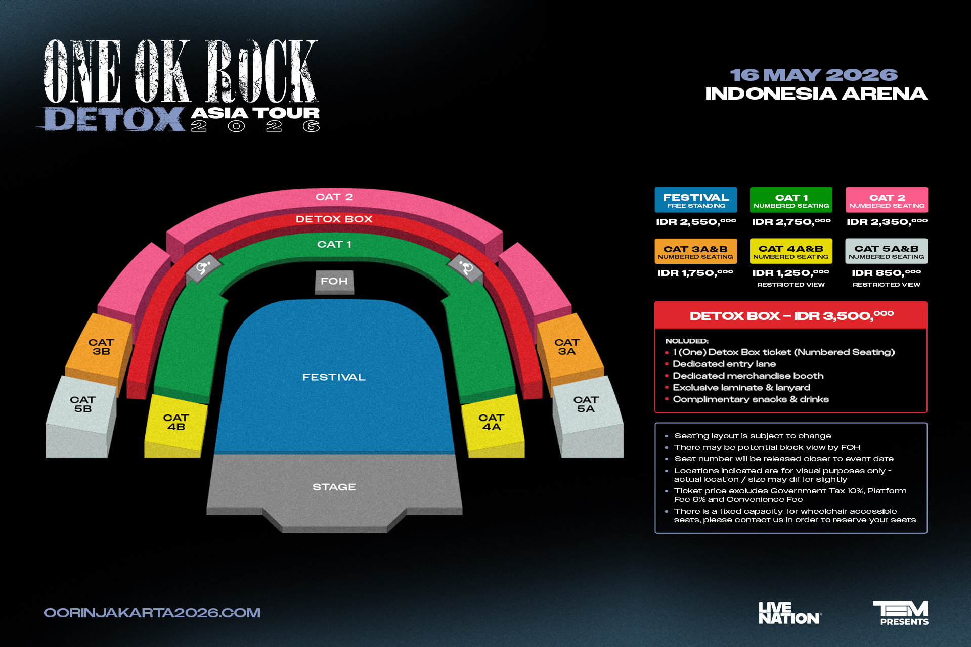 Tiket ONE OK ROCK DETOX ASIA TOUR 2026 Harga Promo - tiket.com